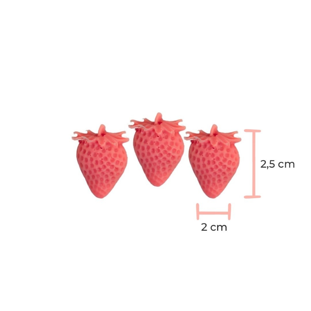 Molde De Silicone Mini Morangos 03 Cavidades